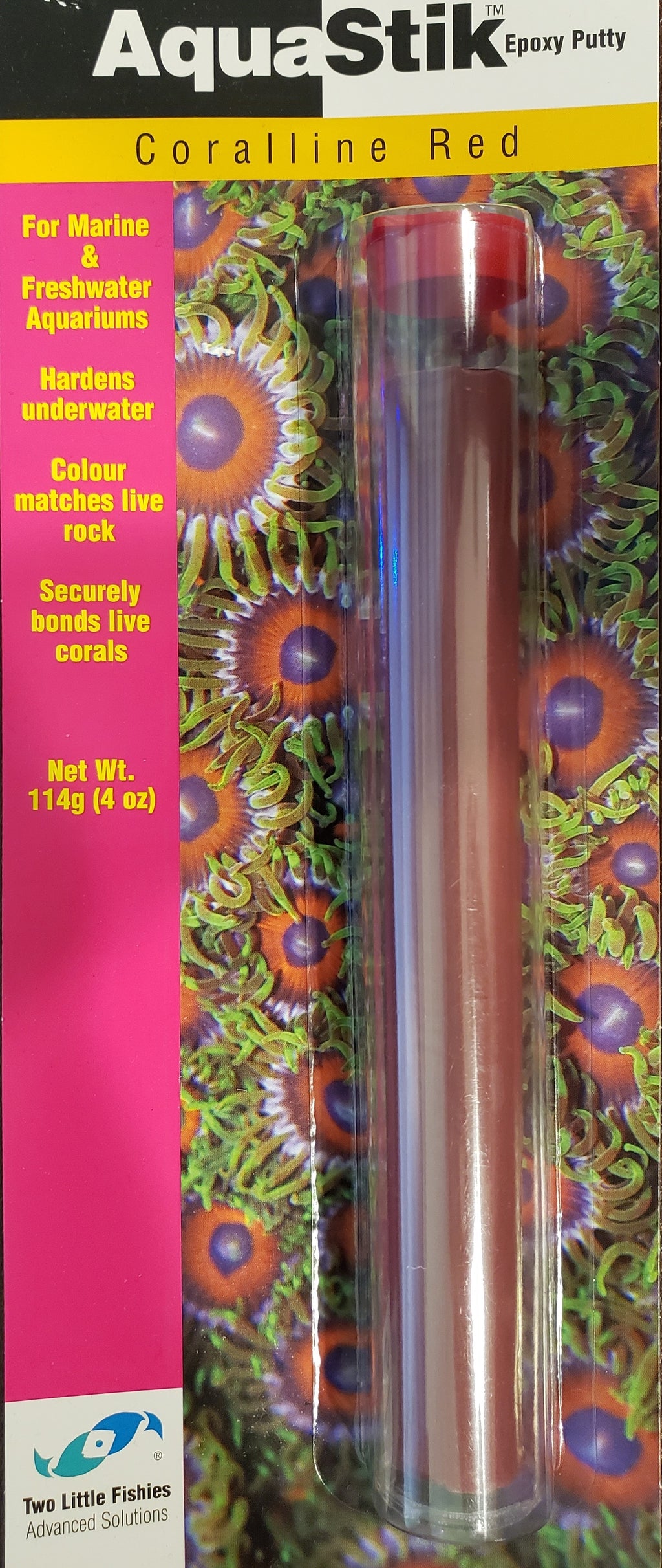 AquaStik Epoxy Putty Coraline Red 4 oz stick for underwater coral adhe ...